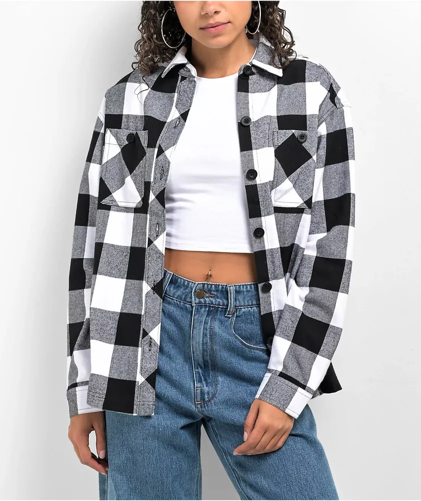 Empyre Akrin Black & White Plaid Flannel Shirt at Hamilton Place in ...