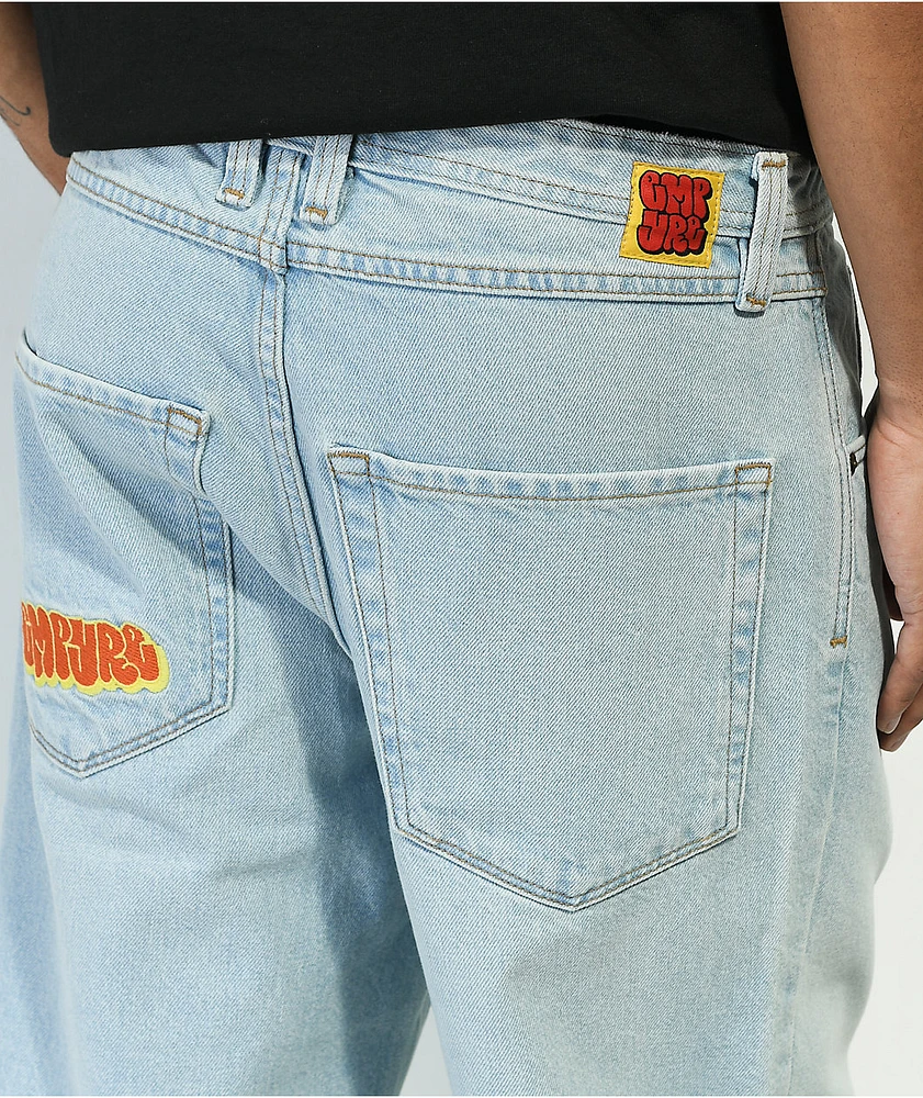 Empyre Colby Embroidered Loose Fit Light Wash Denim Skate Jeans | Mall ...