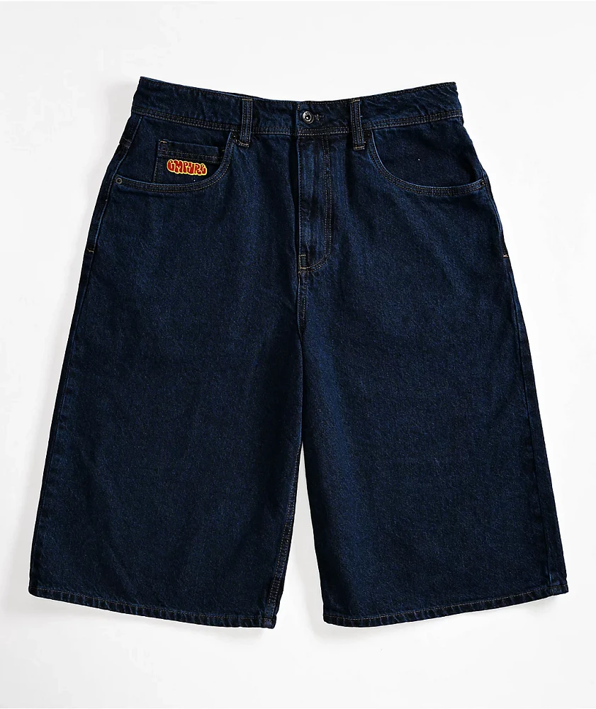 Empyre Ultra Wide Dark Blue Skate Jean Shorts | Hamilton Place