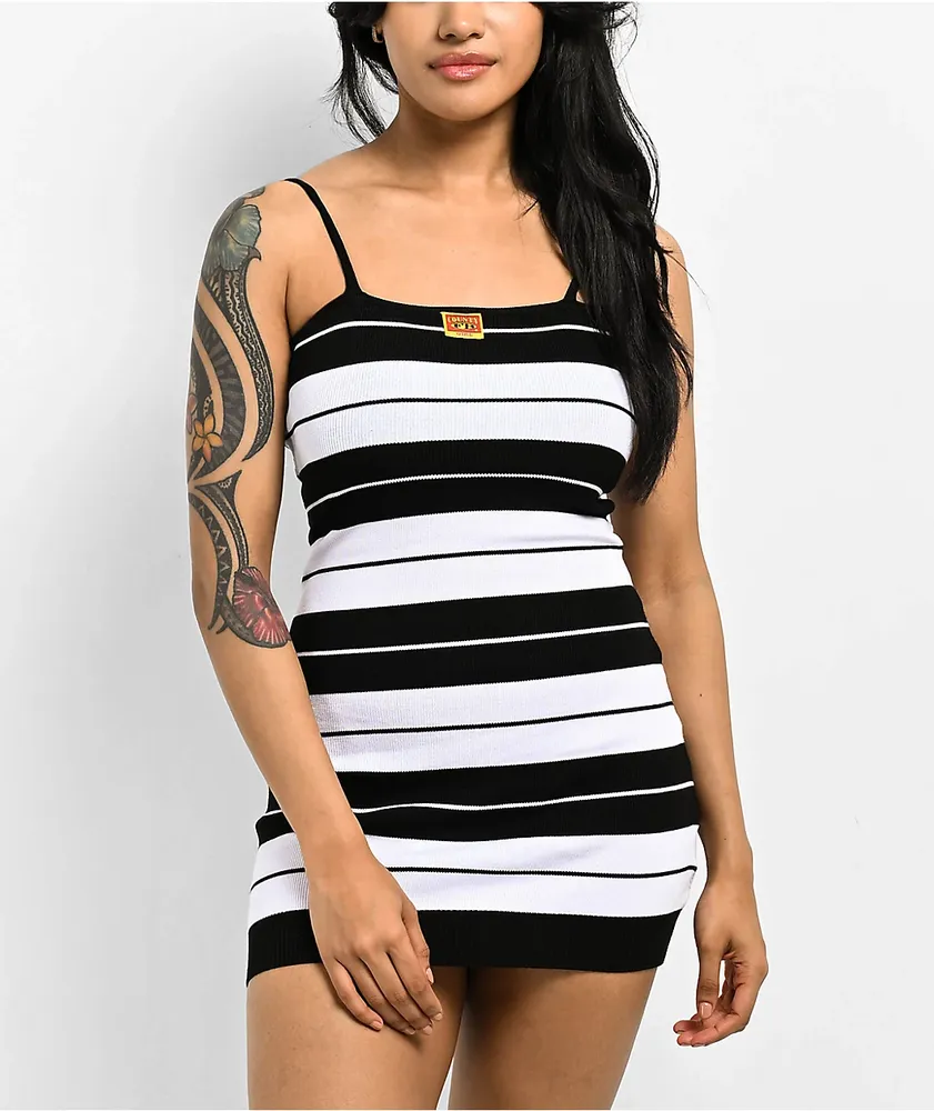 FB County Charlie Brown Black & White Striped Bodycon Dress | Hamilton ...