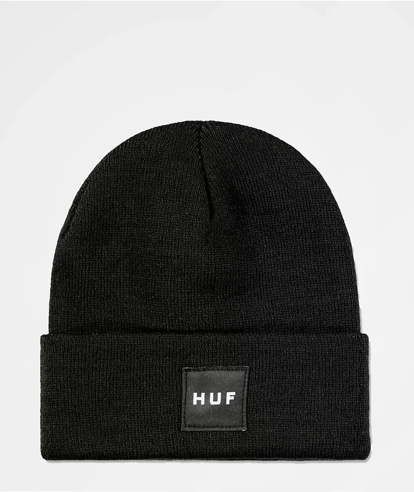 HUF Box Logo Black Fold Beanie | Hamilton Place