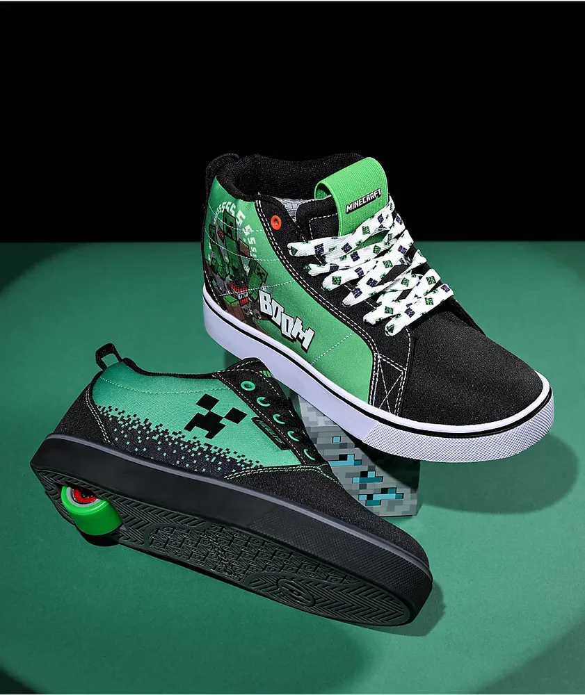 Heelys x Minecraft Bam! Racer Mid 20 Green & Black Shoes | Mall of America®