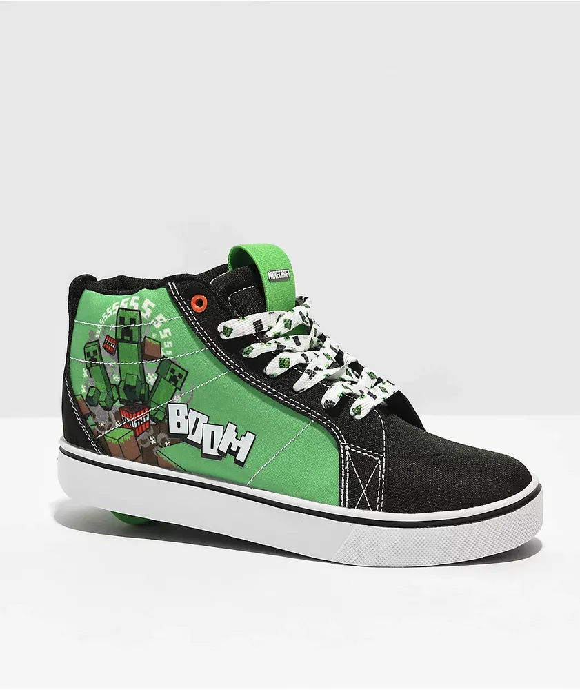Heelys x Minecraft Bam! Racer Mid 20 Green & Black Shoes | Hamilton Place