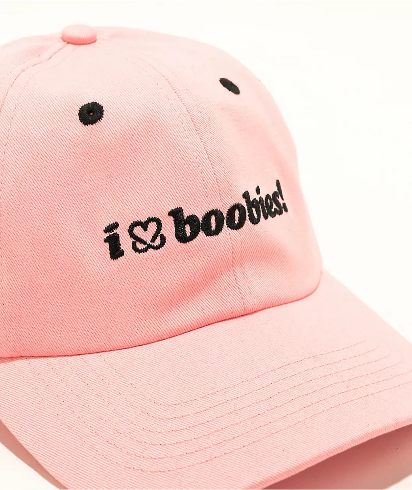 Keep A Breast Foundation I Heart Boobies Embroidered Pink Strapback Hat ...