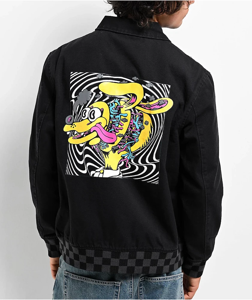 Killer Acid Trippy Dog Black Work Jacket | Hamilton Place