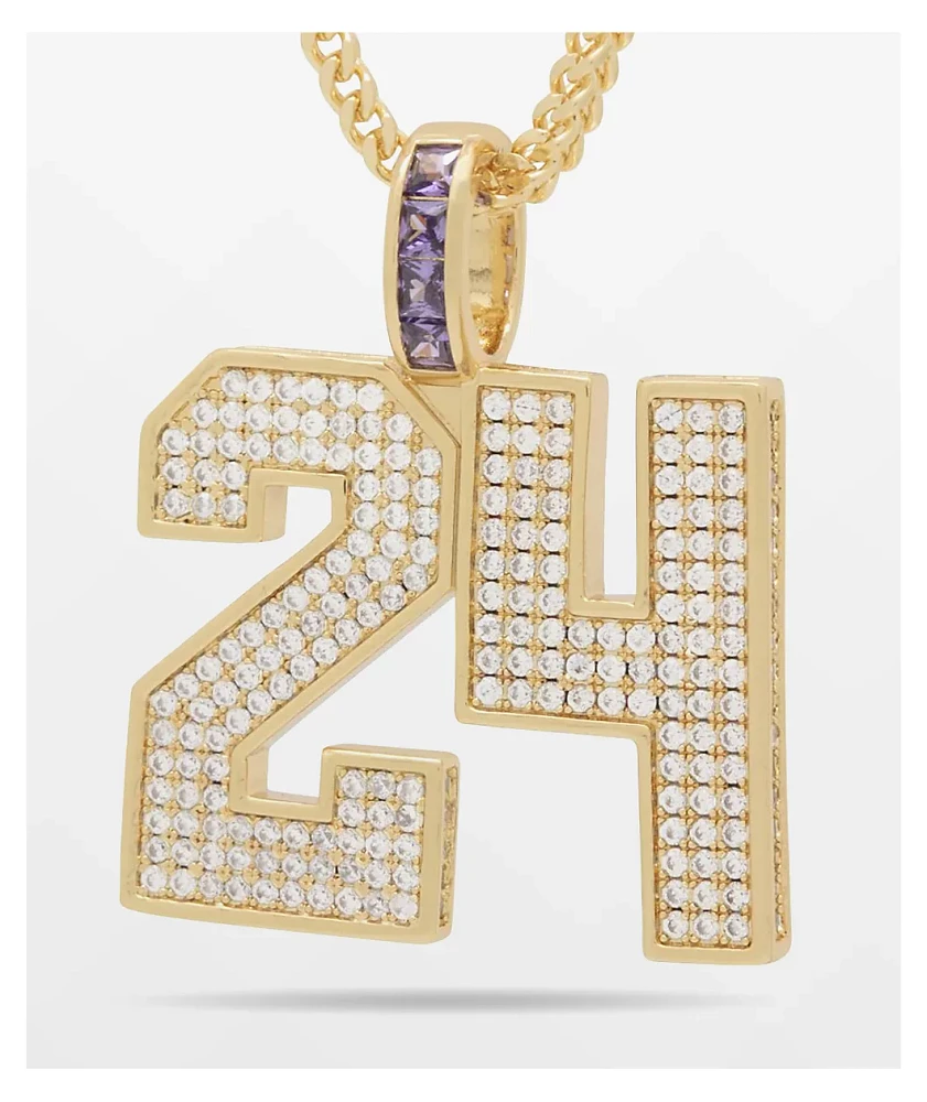 King Ice Classic Number 24 24" Gold Chain Necklace | Hamilton Place
