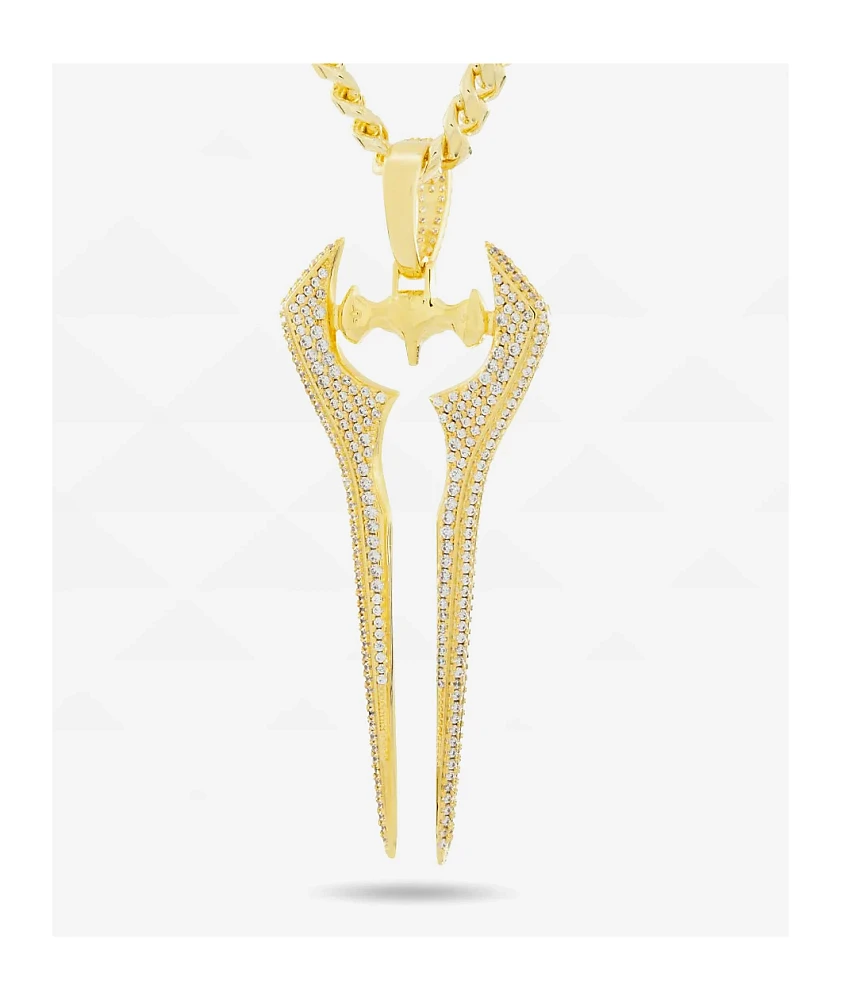 King Ice x Halo Iced Energy Sword 20" Gold Chain Necklace at Hamilton ...