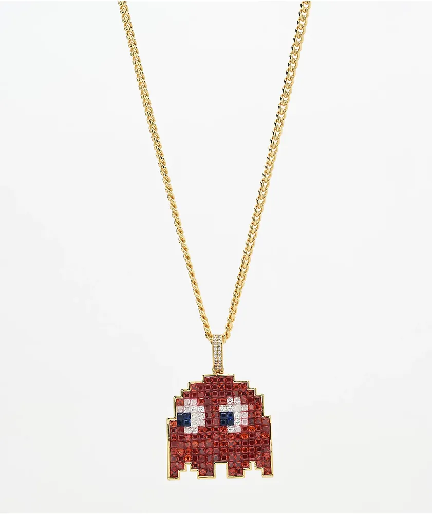 King Ice x Pac-Man Blinky Gold & Red 24" Gold Necklace | CoolSprings ...