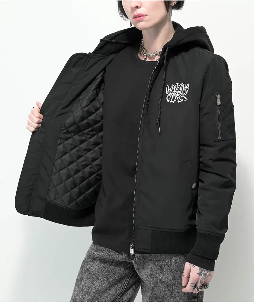 Lurking Class by Sketchy Tank Bones Black Hooded Bomber Jacket | Mall ...