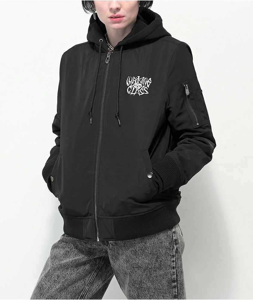 Lurking Class by Sketchy Tank Bones Black Hooded Bomber Jacket | Mall ...