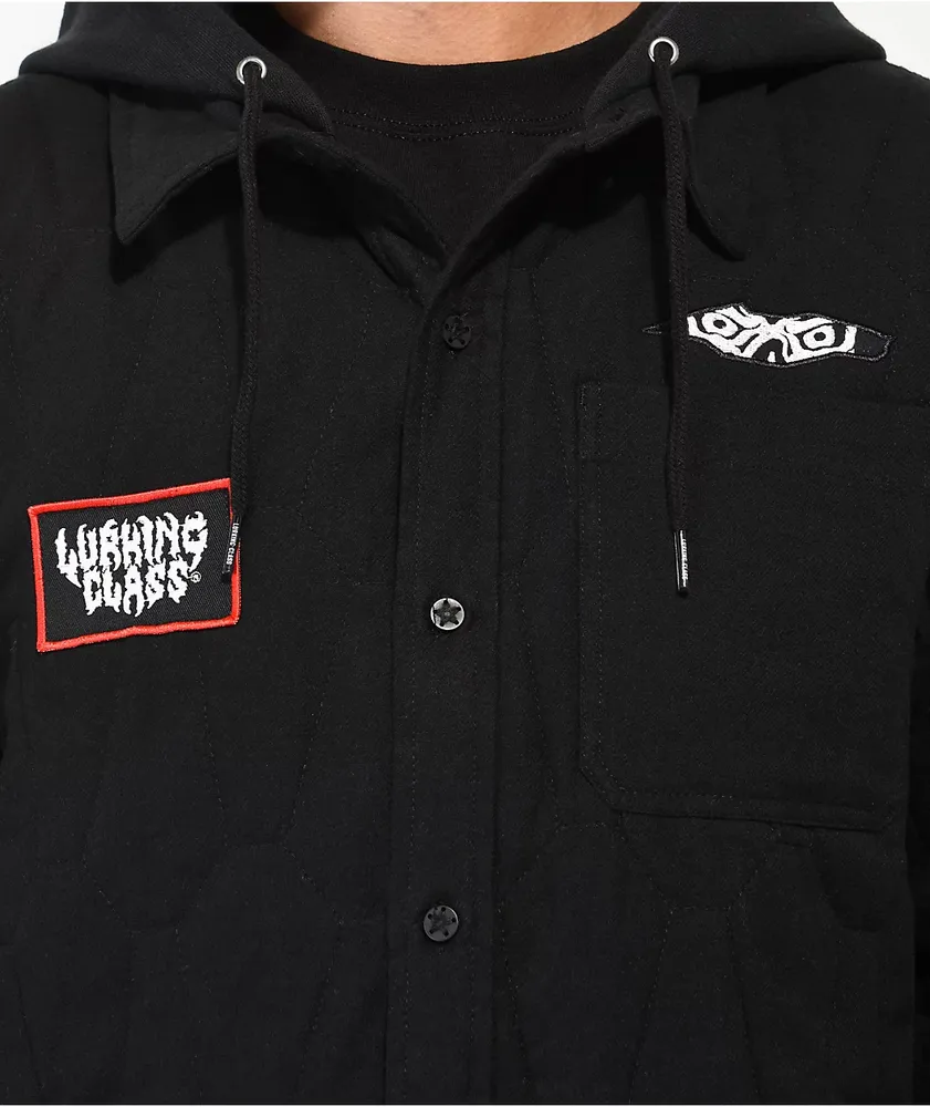 Lurking Class by Sketchy Tank Coffin Quilted Black Hooded Jacket at ...