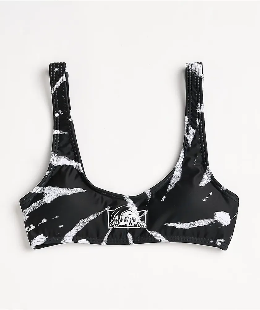 Lurking Class by Sketchy Tank Lurker Black & White Tie Dye Bikini Top ...