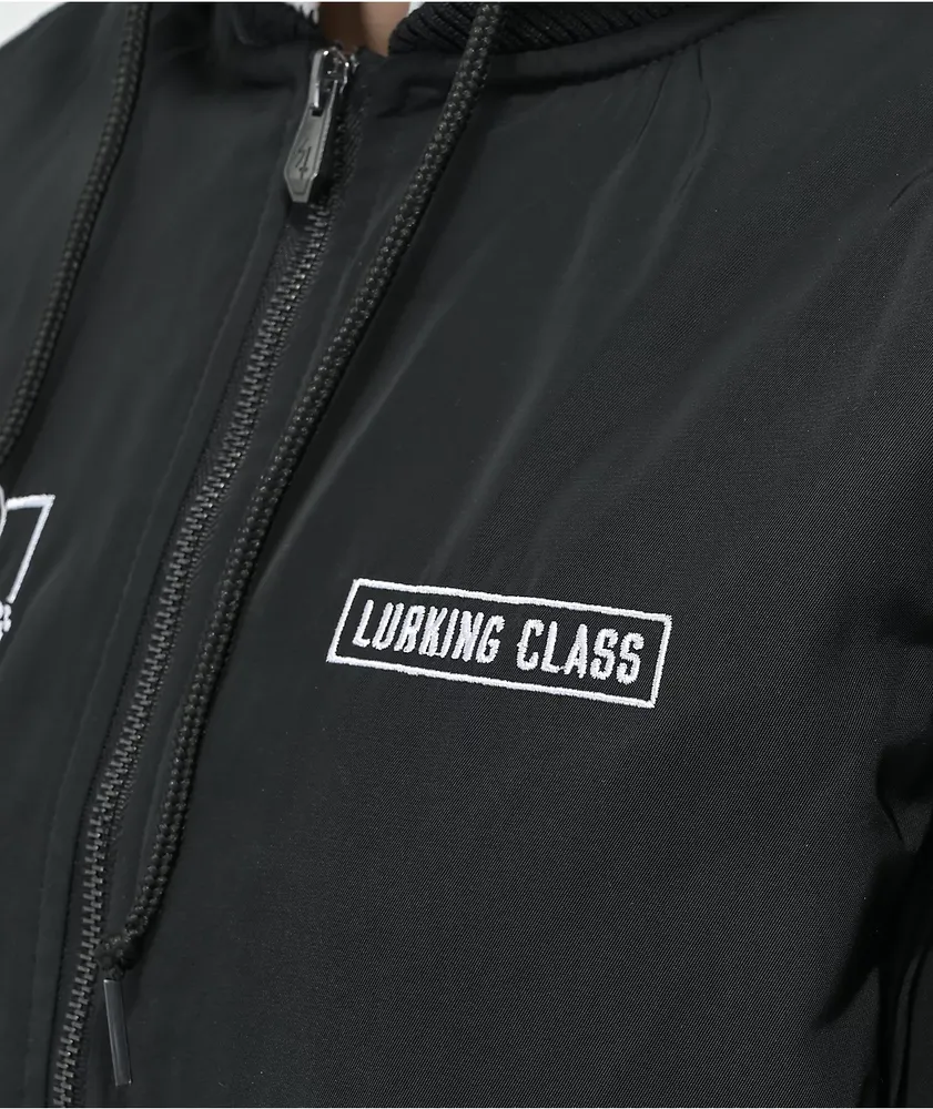 Lurking Class by Sketchy Tank Skulls Black Hooded Bomber Jacket | Mall ...