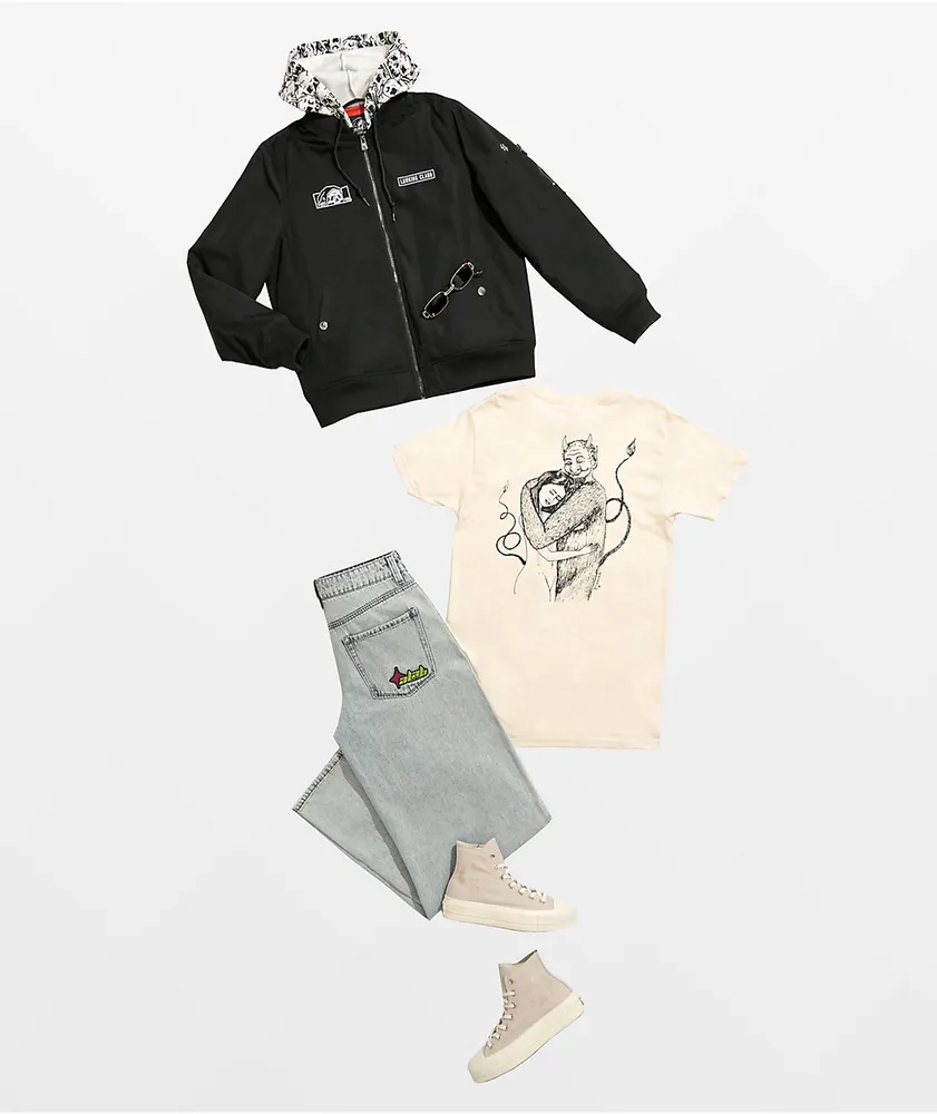Lurking Class by Sketchy Tank Skulls Black Hooded Bomber Jacket | Mall ...