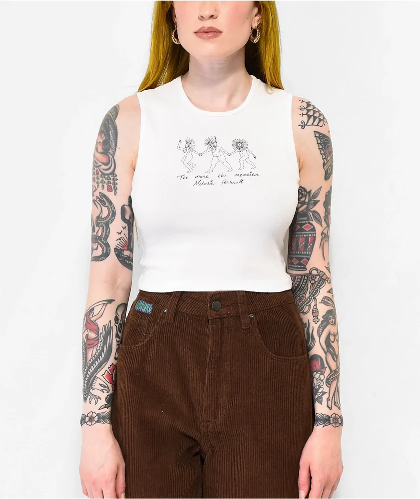 Melodie More The Merrier White Crop Tank Top | Hamilton Place