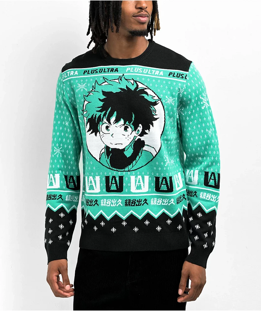 My Hero Academia Deku Black & Green Sweater | Hamilton Place