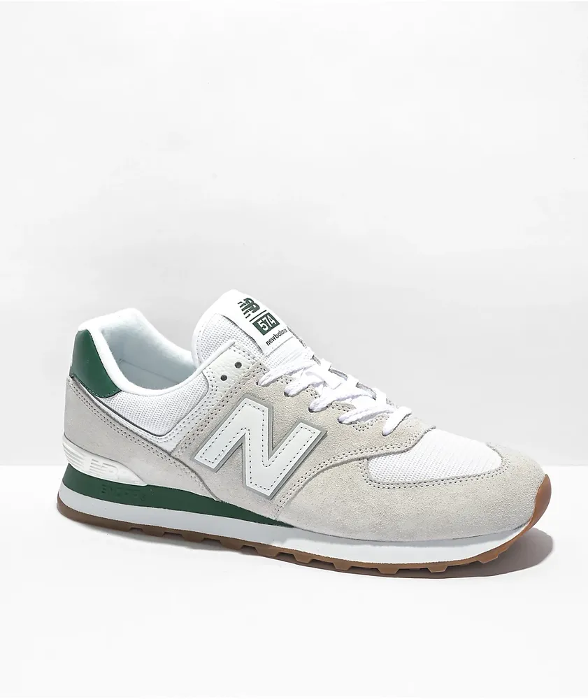 New Balance Lifestyle 574 White & Green Shoes | Hamilton Place