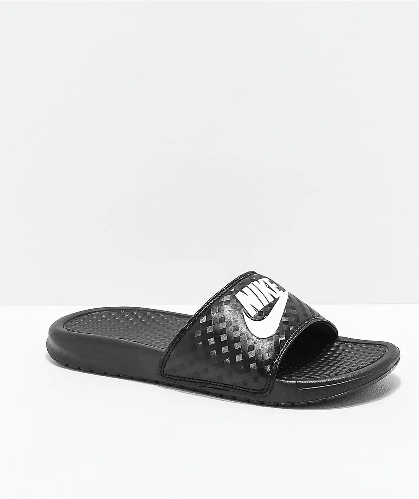 Nike Benassi Black & White Slide Sandals | Hamilton Place