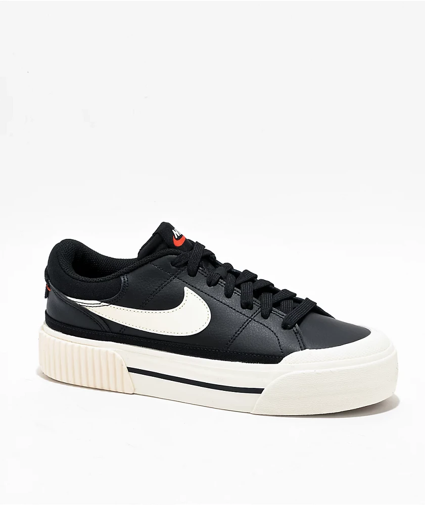 Nike Court Legacy Lift Black & White Platform Shoes | Hamilton Place