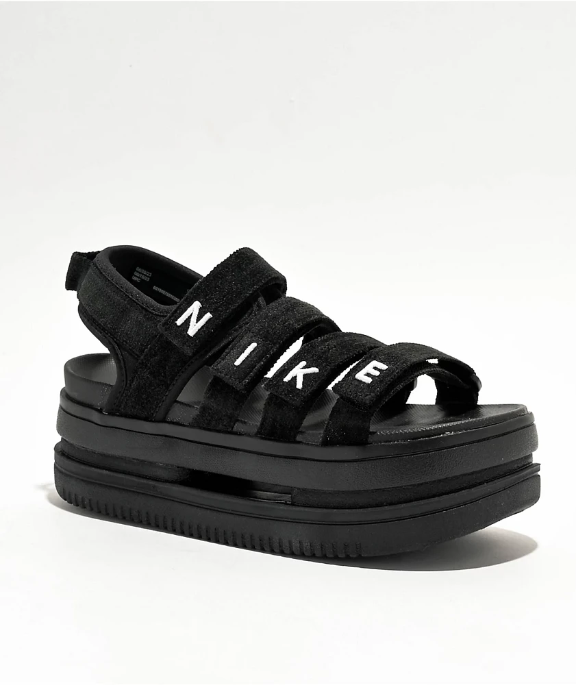 Nike Icon Classic SE Black & White Platform Sandals | Hamilton Place