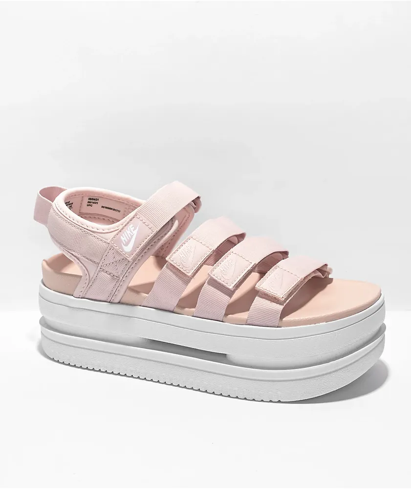 Nike Icon Pink & White Platform Sandals | Hamilton Place