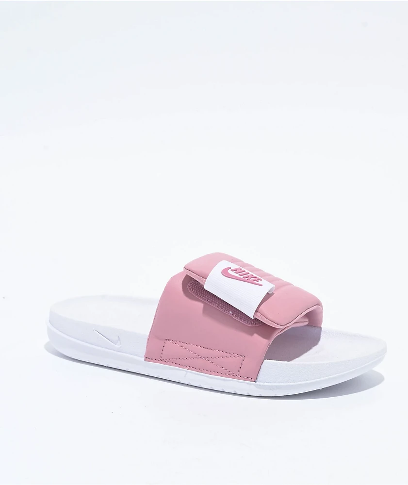 Nike Offcourt Adjust White & Pink Slide Sandals | Hamilton Place