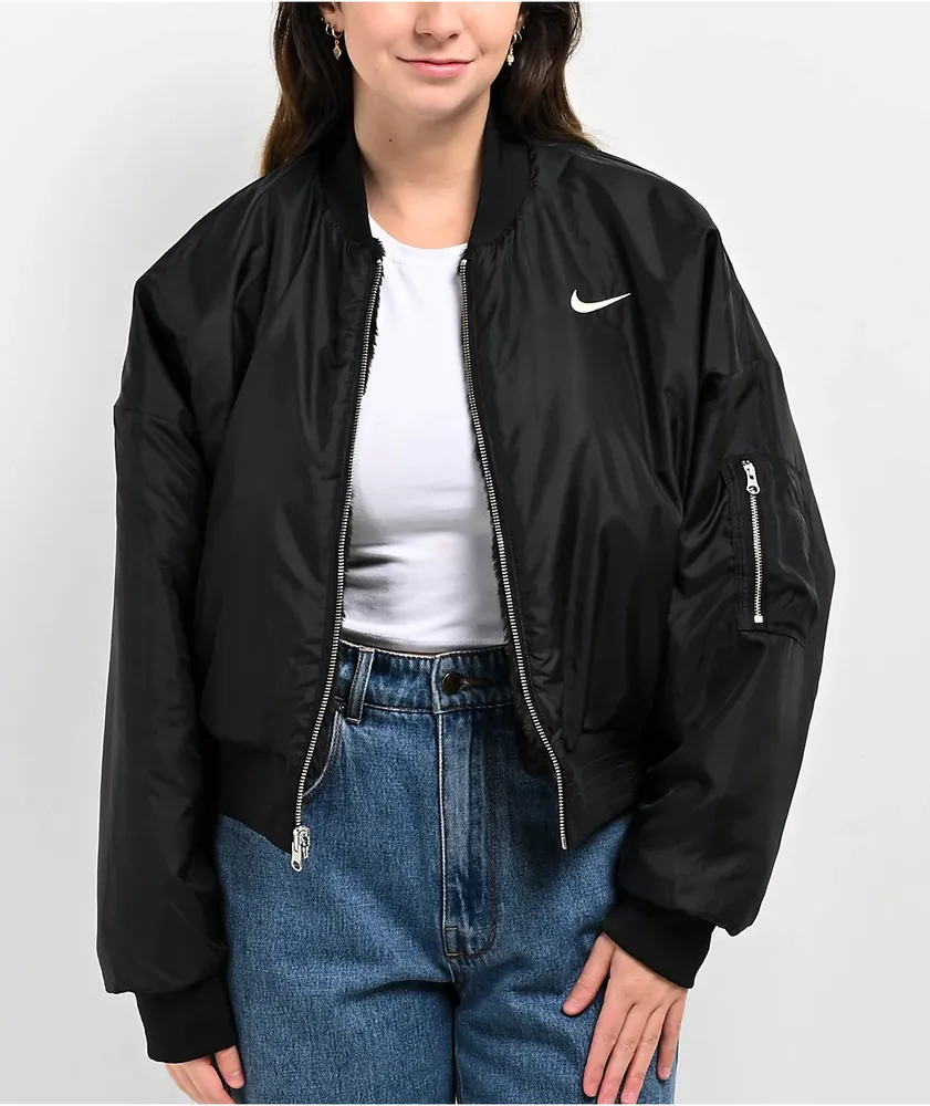 Nike Sportswear Faux Fur Black Reversible Bomber Jacket | Mall of America®