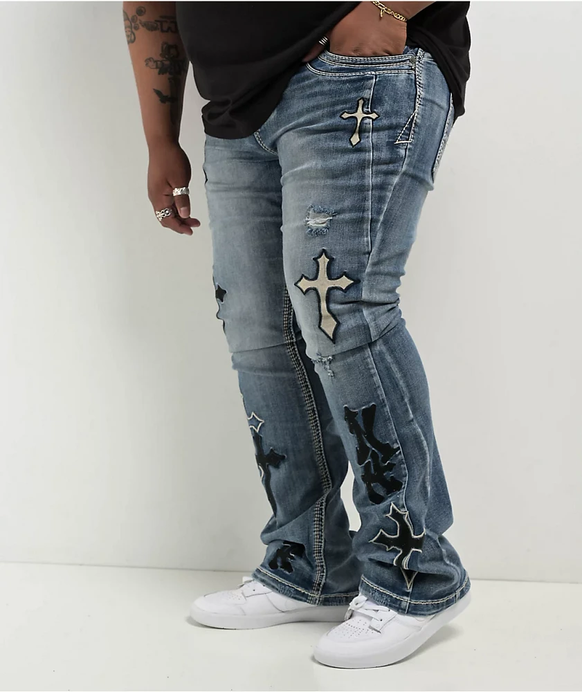 Ninth Hall Signal Crosses Light Blue Flared Jeans | Mall of America®
