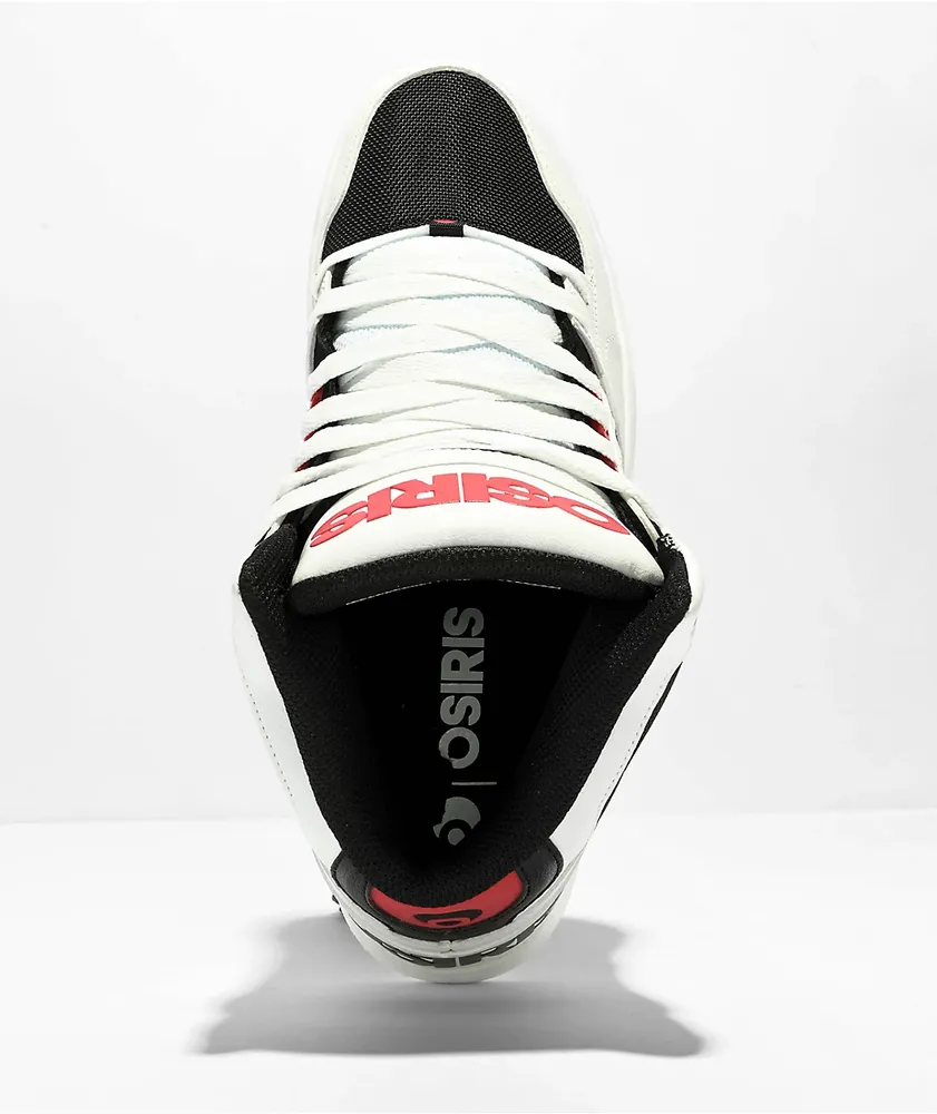Osiris NYC 83 CLK White, Black & Red High Top Skate Shoes | Mall of ...