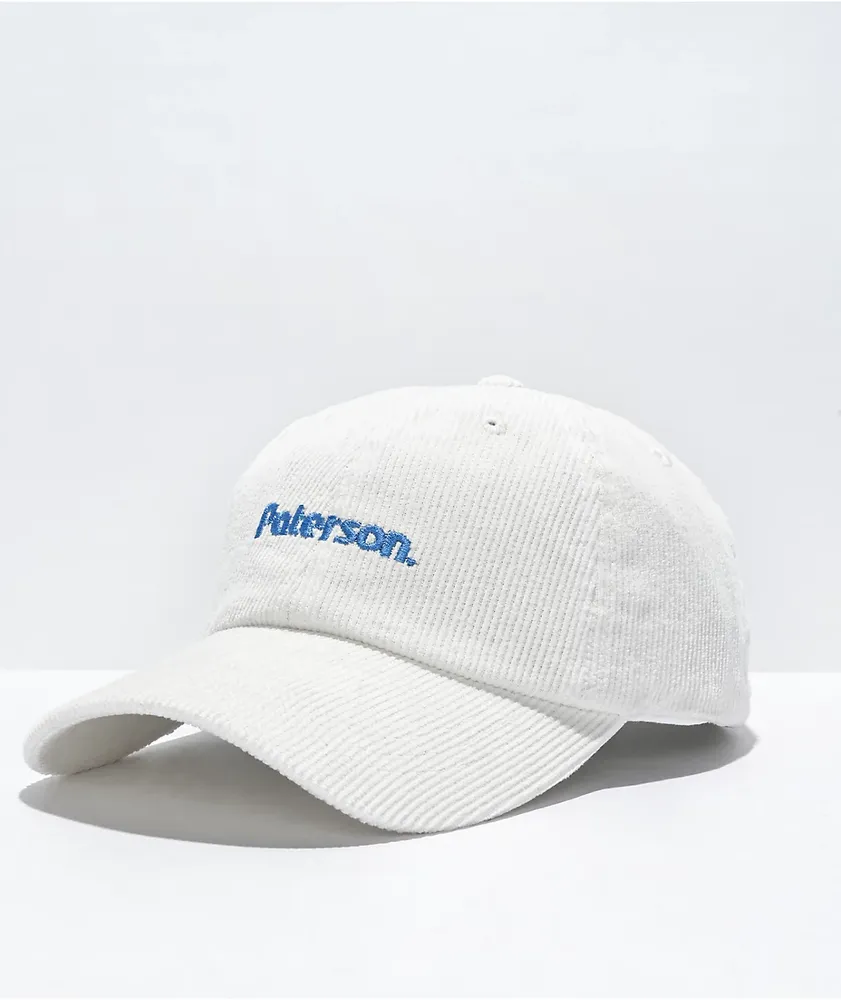 Paterson Core Logo White Corduroy Strapback Hat | Liberty Center