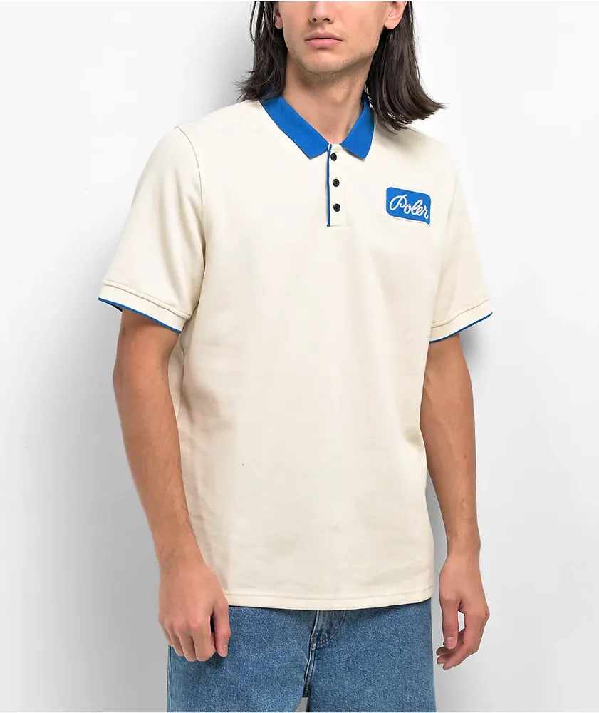 Poler Hortons Cream & Blue Polo Shirt | CoolSprings Galleria