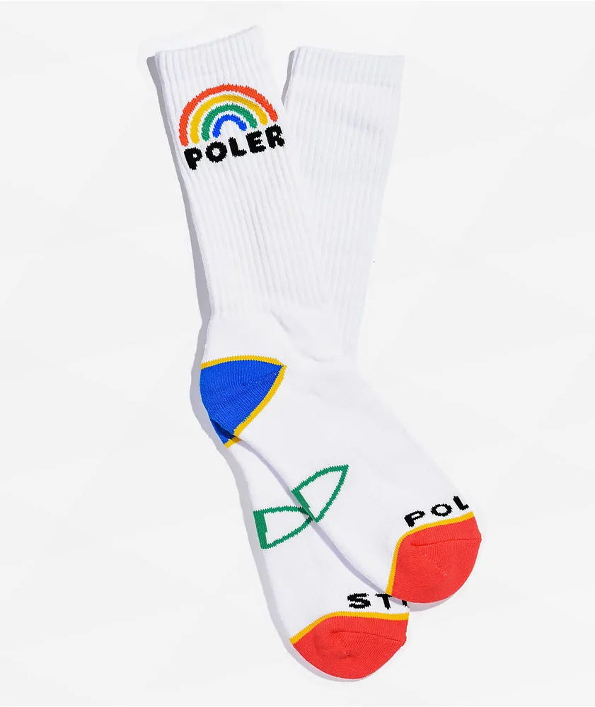 Poler Rainbow White Crew Socks | Hamilton Place