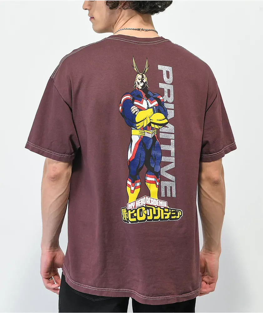 Primitive x My Hero Academia All Might Dark Red Wash T-Shirt at ...