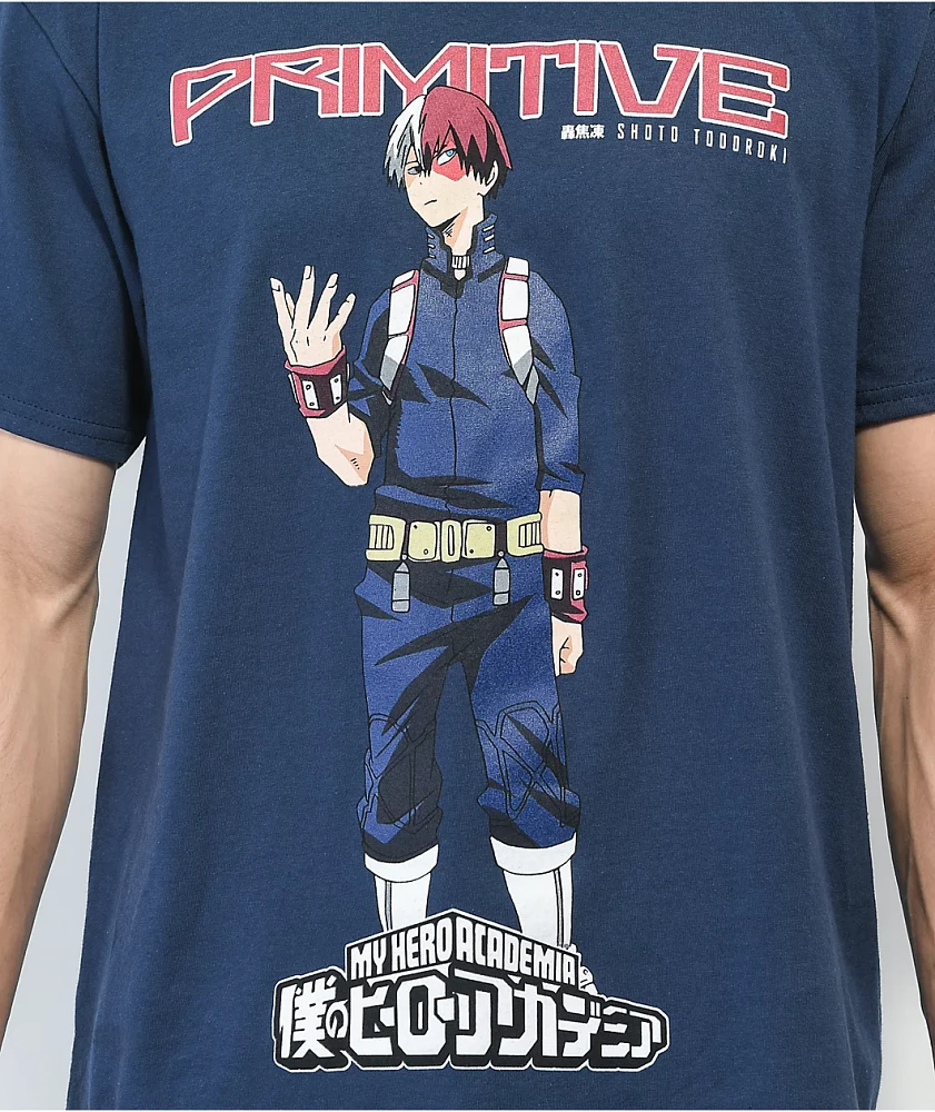 Primitive x My Hero Academia Shoto Todoroki Navy T-Shirt | Coquitlam Centre