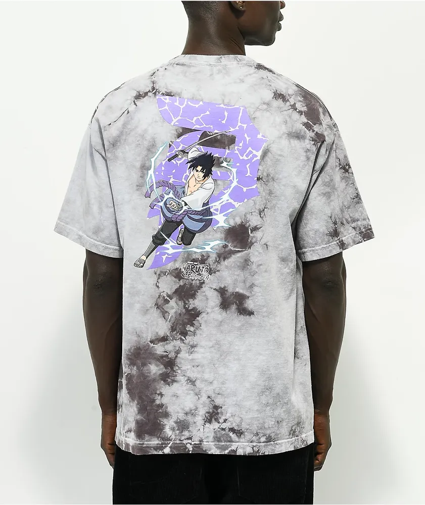 Primitive x Naruto Sasuke P Washed Grey & Black Tie Dye T-Shirt ...