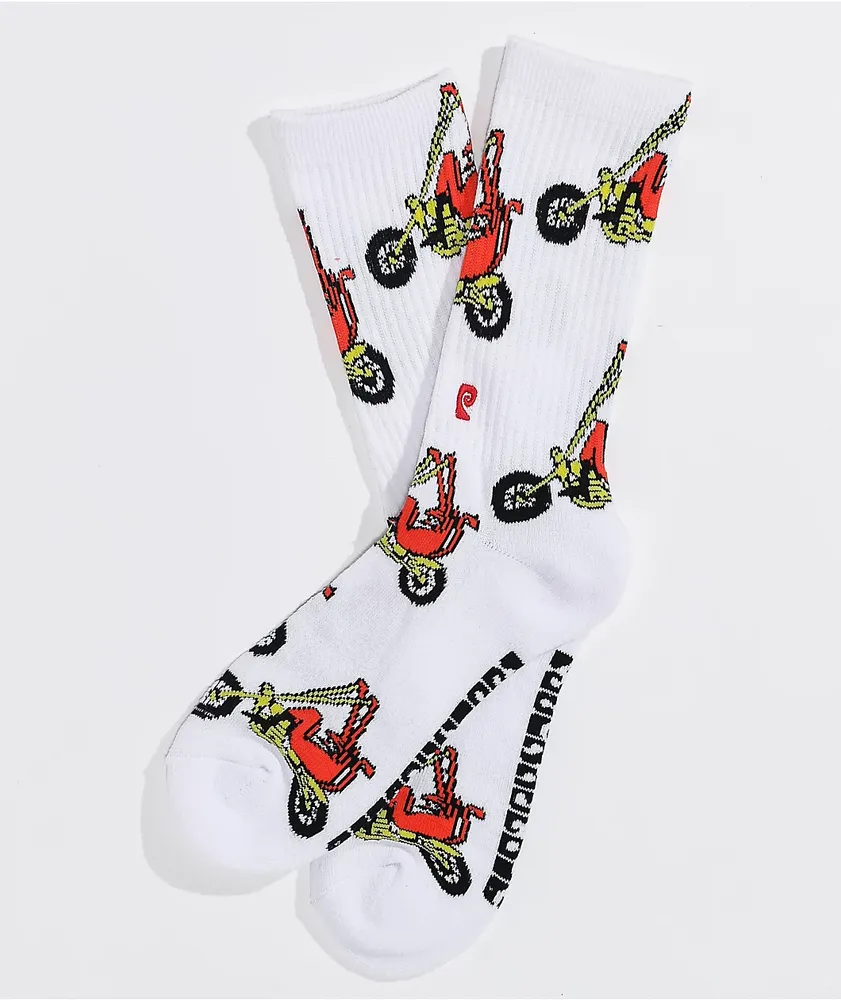 Psockadelic Hell Ride White Crew Socks | Hamilton Place