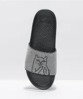 RIPNDIP Lord Nermal Rhinestone Black Slide Sandals | Hamilton Place