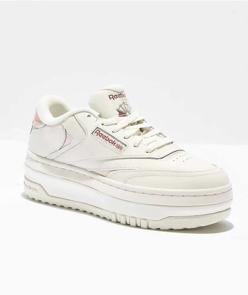 Reebok Club C Revenge White & Pink Platform Shoes | Hamilton Place