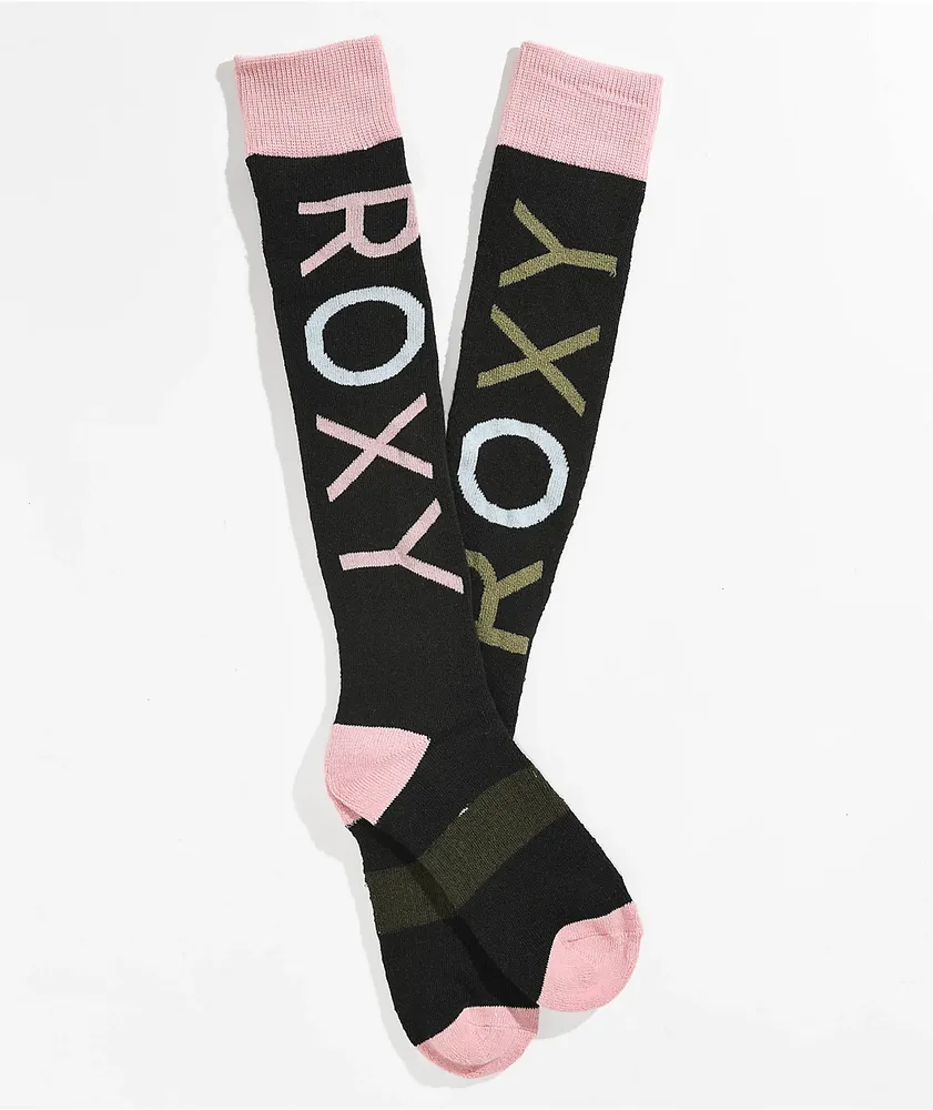 Roxy Misty Black & Pink Snow Socks | Hamilton Place