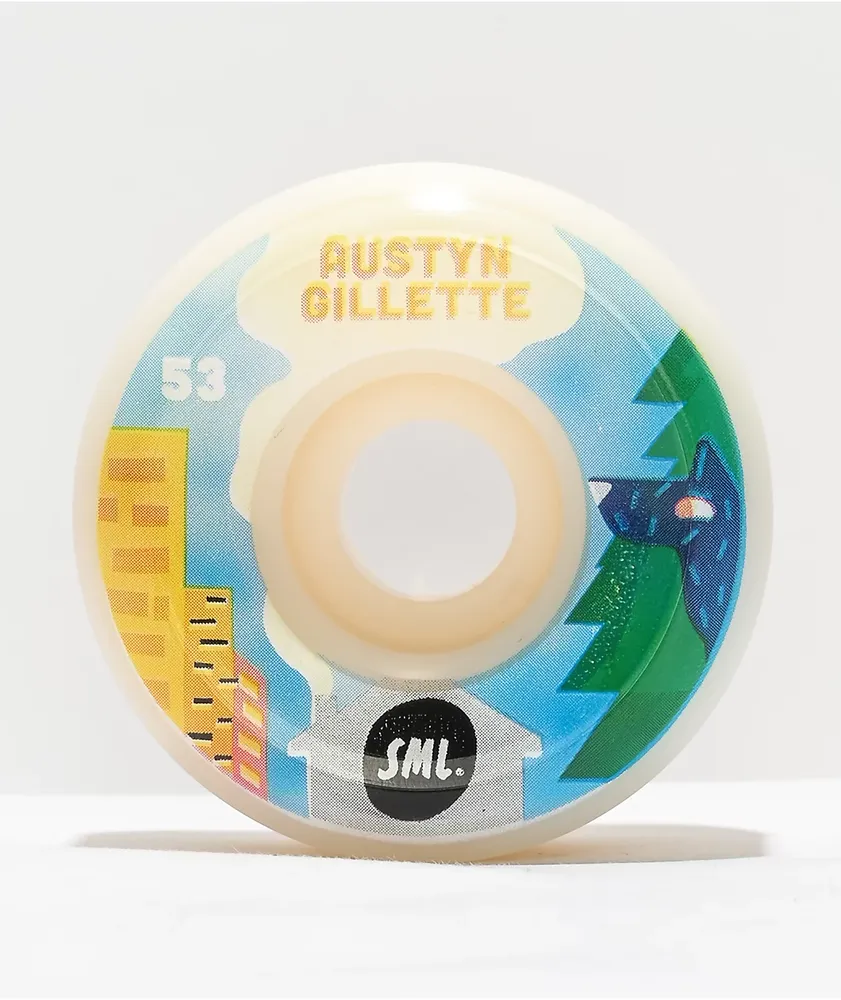 SML. Gillette Avro 53mm 99a White Skateboard Wheels | Hamilton Place
