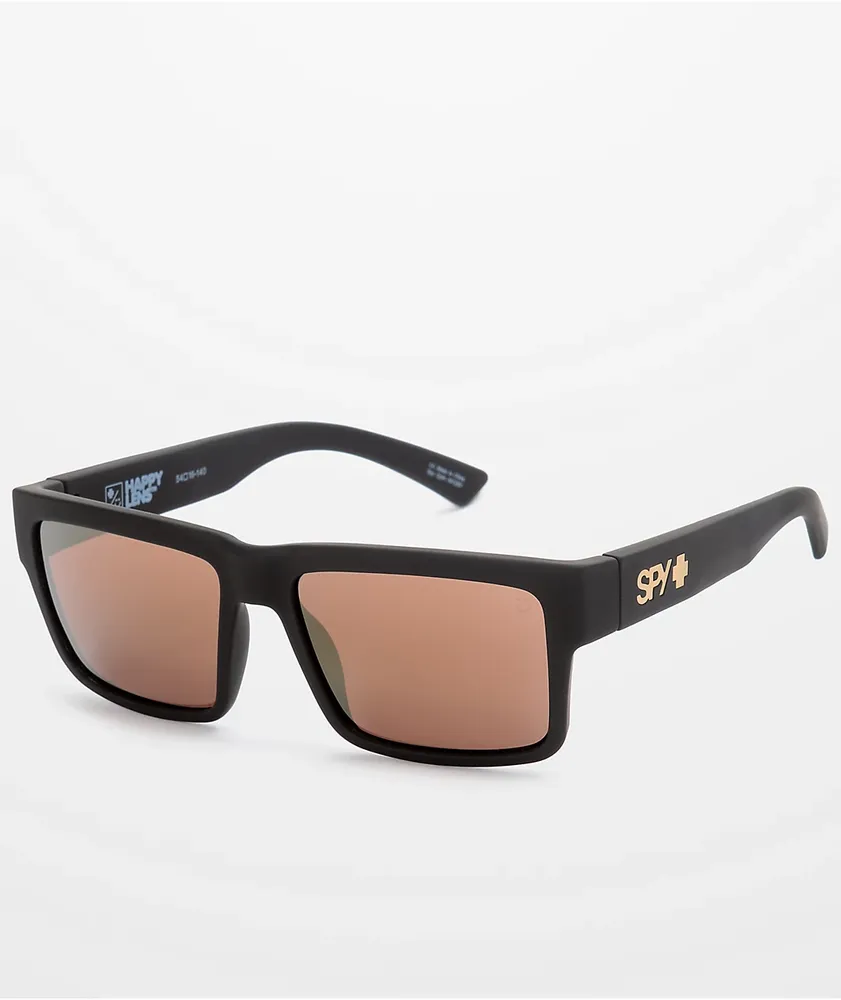 SPY Montana Soft Matte Black & Gold Happy Lens Sunglasses | Hamilton Place