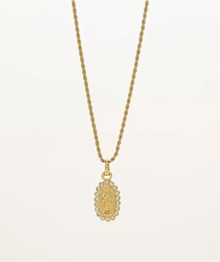 Saint Midas Diamond Guadalupe 20" Gold Chain Necklace | Hamilton Place