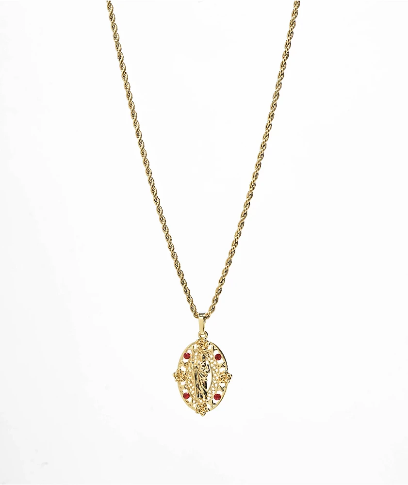 Saint Midas Ruby Saint Judas 10" Gold Pendant Necklace | Hamilton Place