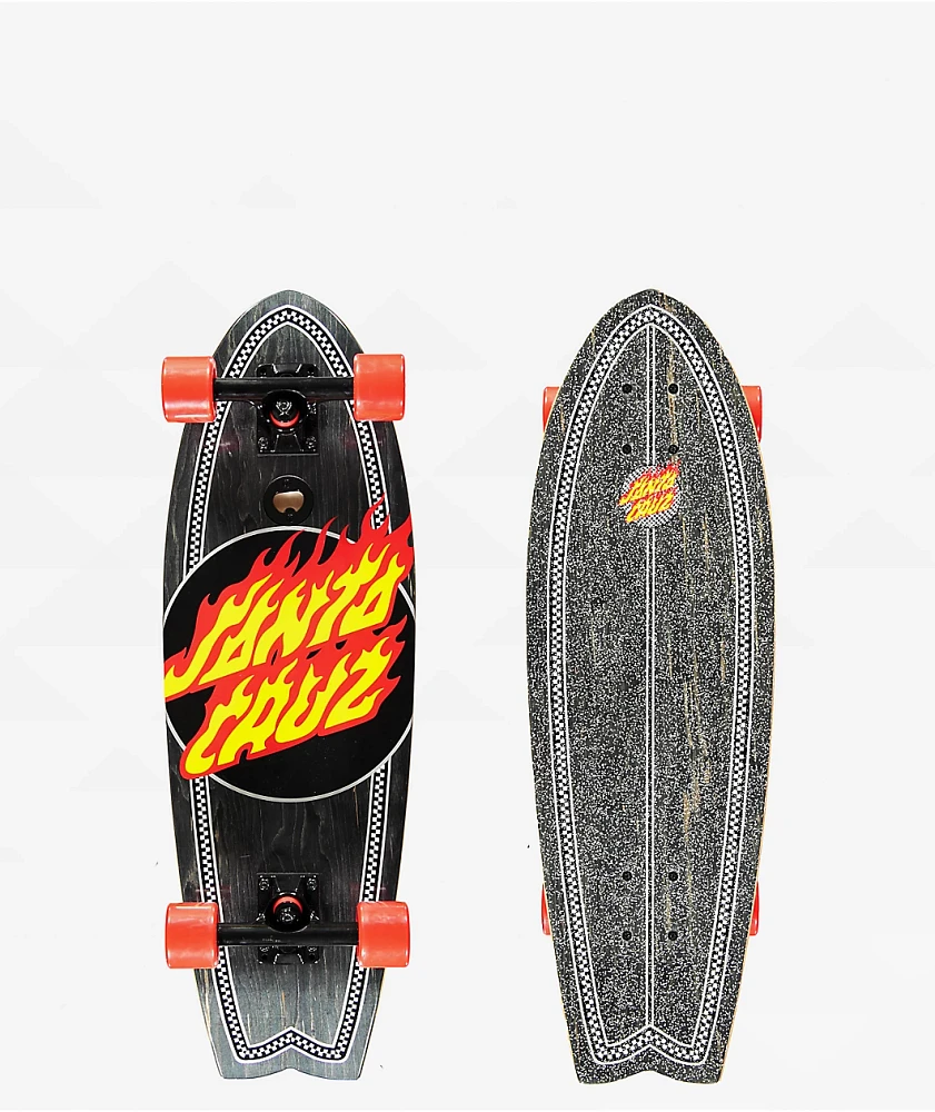 Santa Cruz Flame Dot Check Shark 27.7" Cruiser Skateboard Complete ...