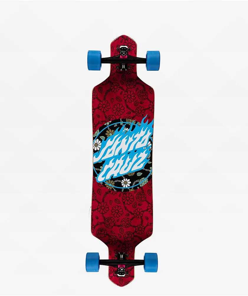Santa Cruz Floral Flame Dot 36" Drop Through Longboard Complete at Mall ...