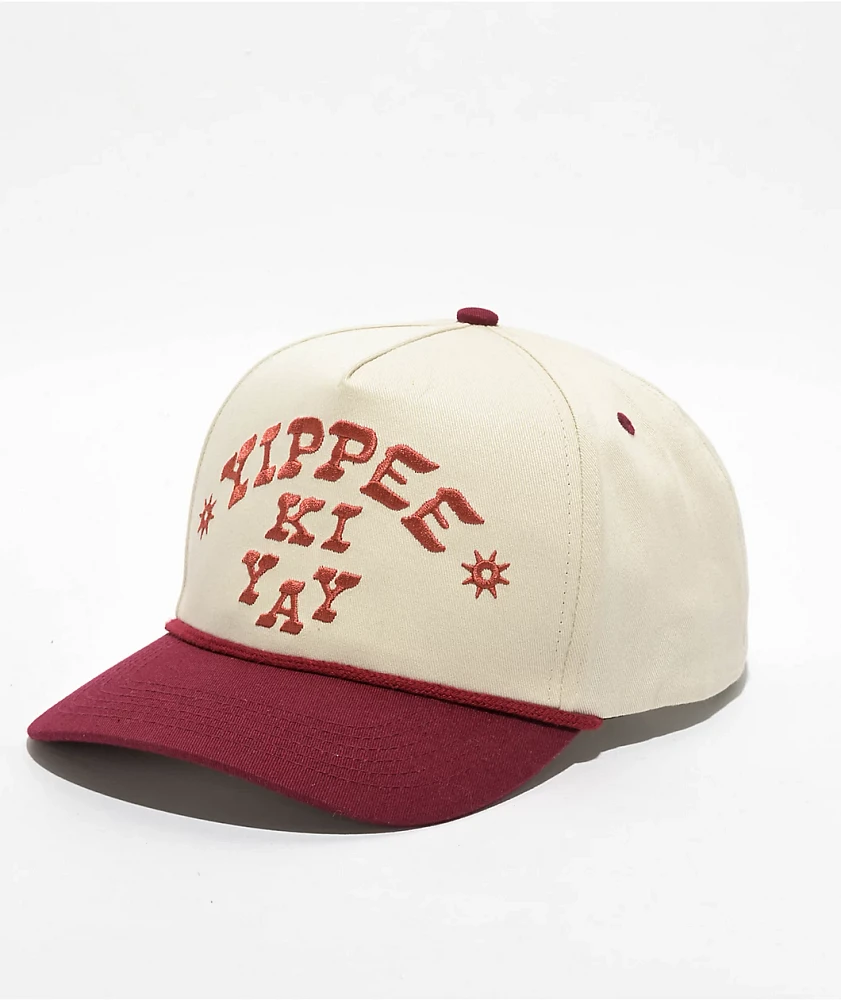 Sendero Yippee Ki Yay Cream & Maroon Snapback Hat | Hamilton Place