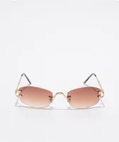 Blue Gem Sunglasses Slim Oval Brown Gradient Sunglasses | Hamilton Place