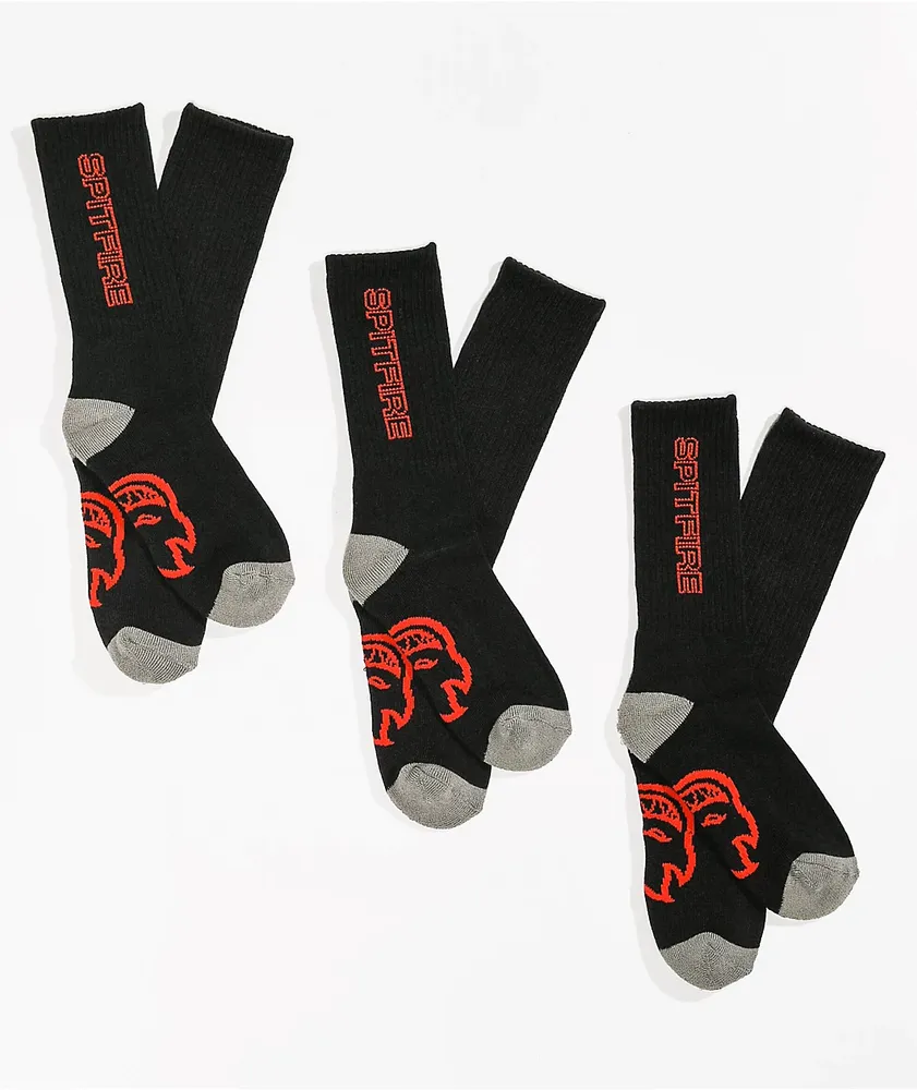 Spitfire Kids' Classic Black 3 Pack Crew Socks | Mall of America®
