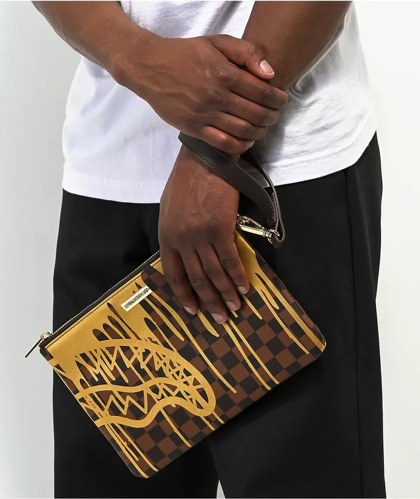 Sprayground Paris Paint Deluxe Brown Leather Toiletry Bag | Mall of ...