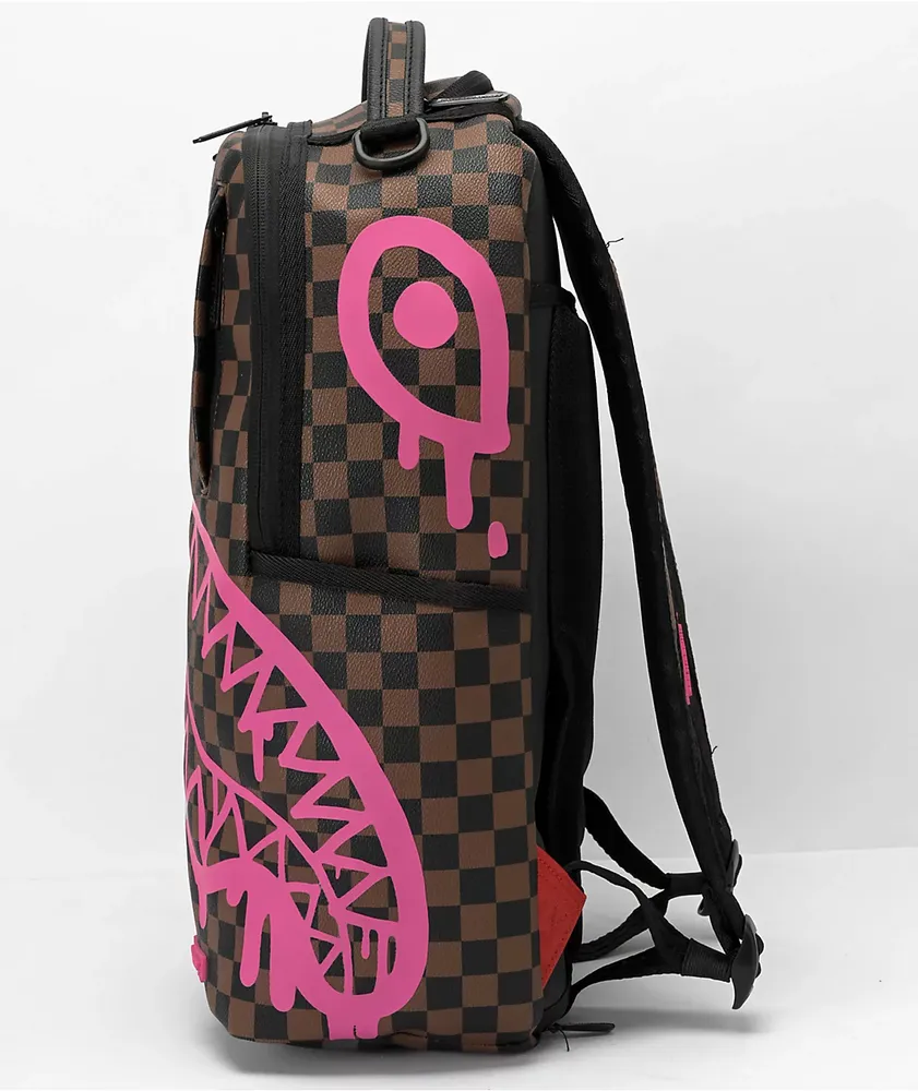 Sprayground Pink Drip DLX Brown Checkered Backpack | Mall of America®